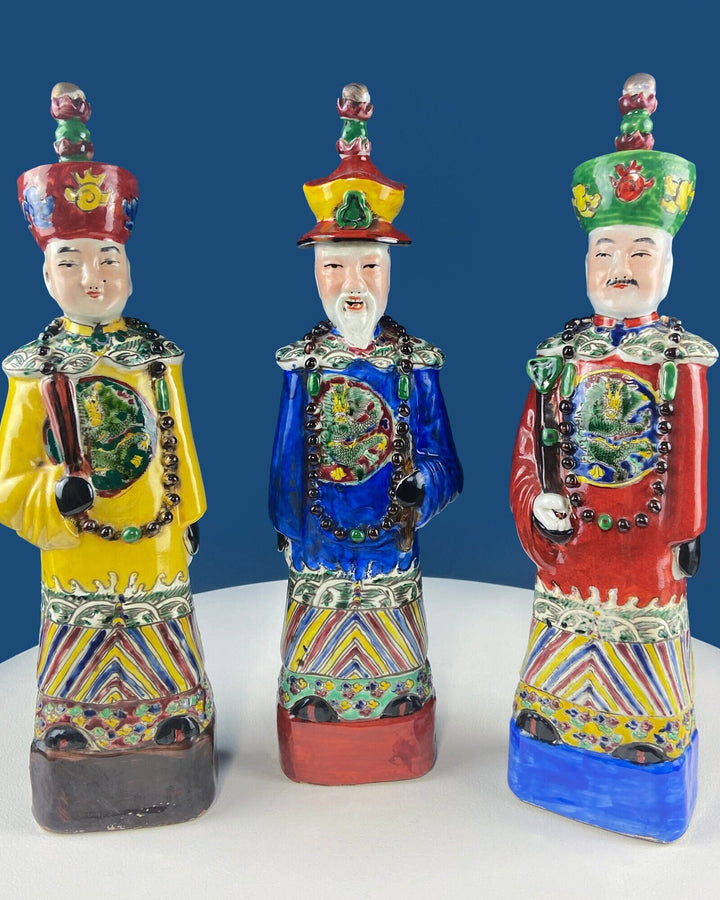 3 Ceramic Sculptures of Asian Royal Advisors or Immortals. Collection ...