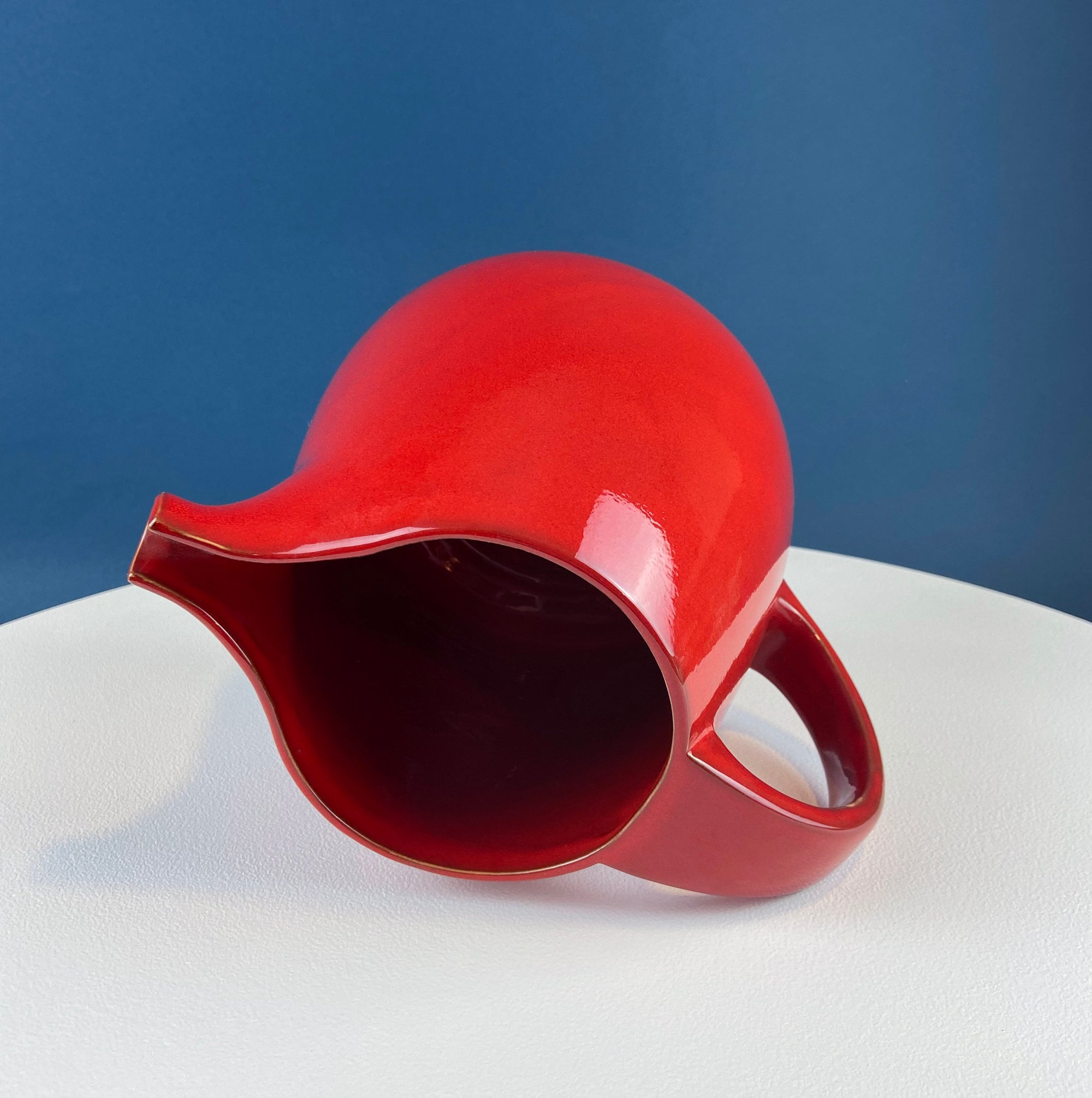 Modern Red Pitcher Vase – Large High Gloss Ceramic, Colorful Boho Home ...