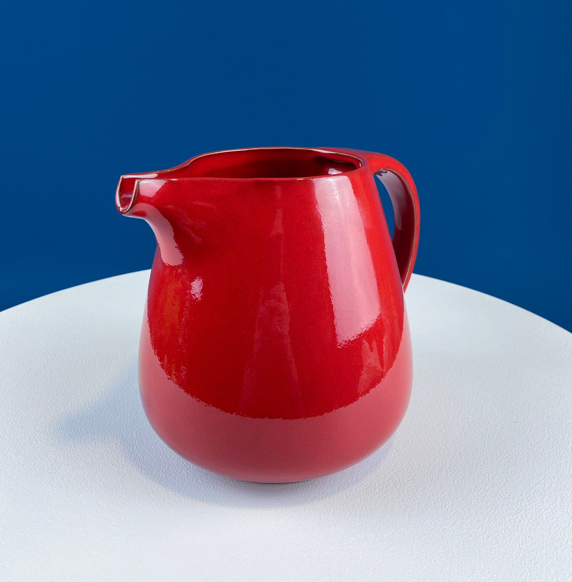 Modern Red Pitcher Vase – Large High Gloss Ceramic, Colorful Boho Home ...