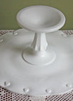 Milk Glass Footed Cake Stand or Tray with Tear Drop Pattern and Scallo ...