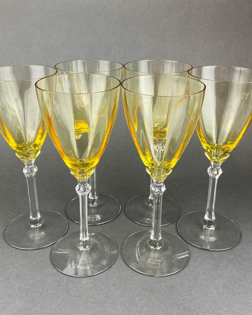 Vintage Fostoria Crystal Topaz Wine Glasses. Light Yellow Stem 5098 Gl ...