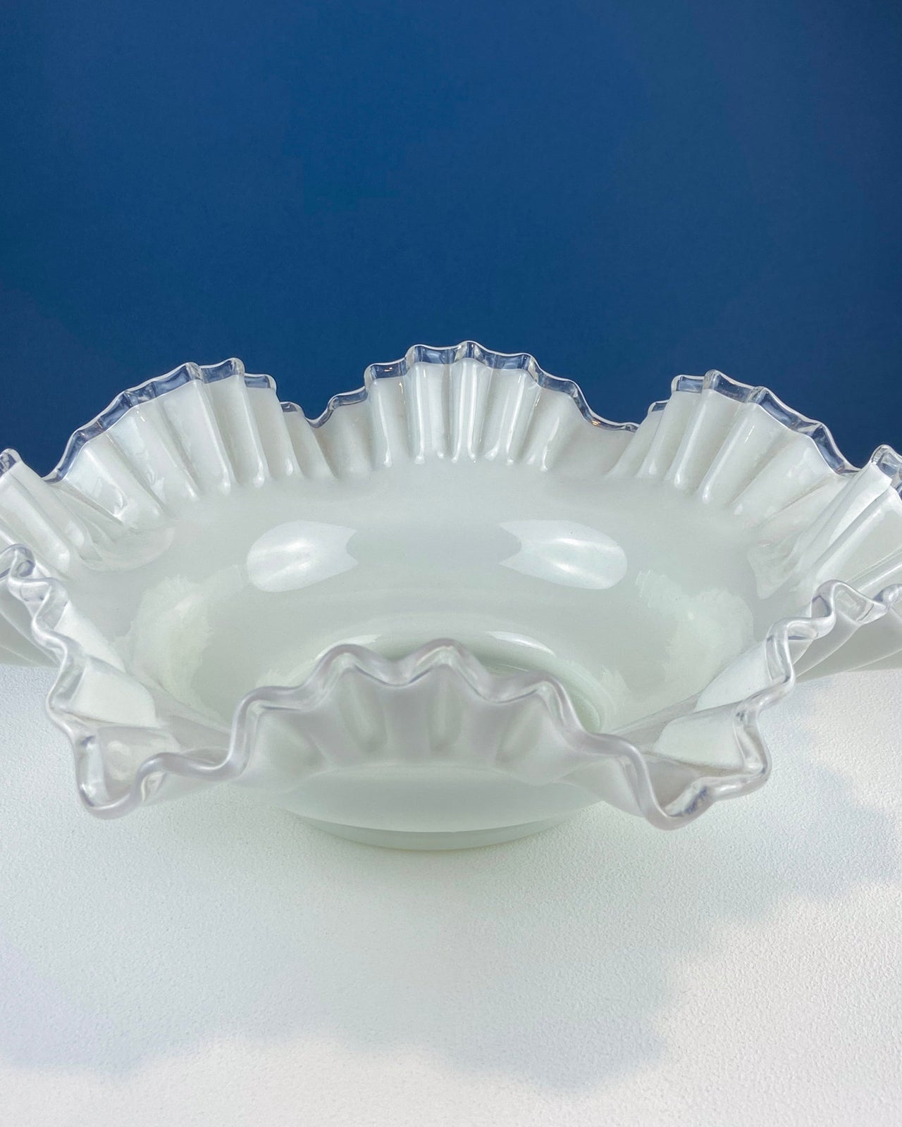 Extra Large Very Deep Salad Bowl. Shell Shaped Milk Glass Serving Bowl ...
