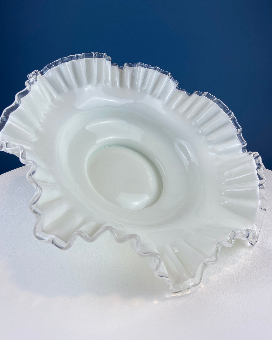 Extra Large Very Deep Salad Bowl. Shell Shaped Milk Glass Serving Bowl ...