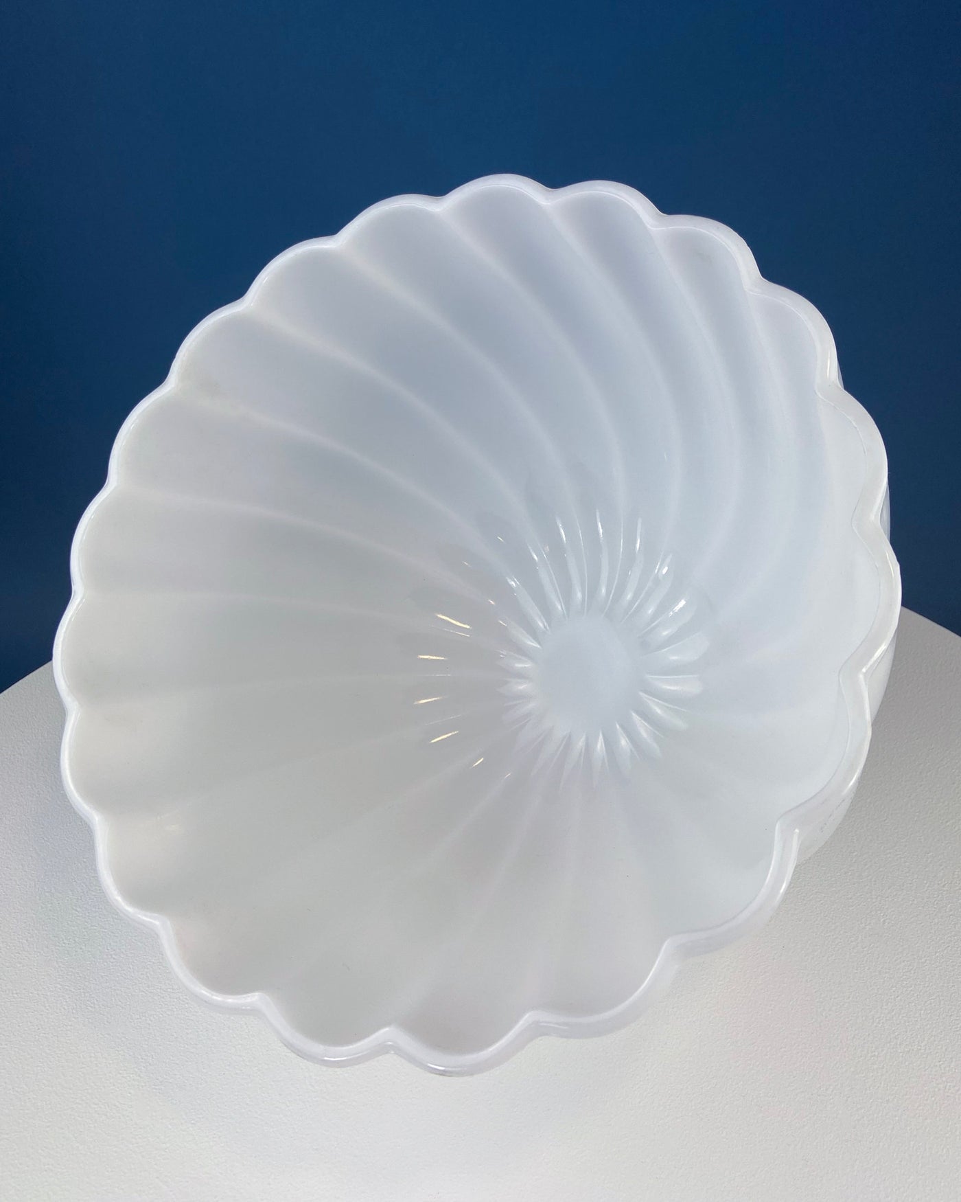Extra Large Very Deep Salad Bowl. Shell Shaped Milk Glass Serving Bowl ...